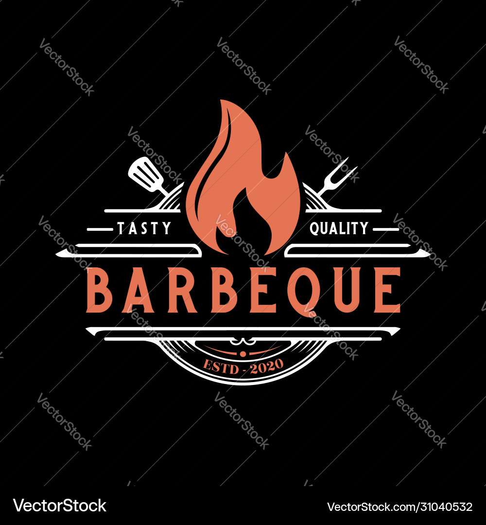 Intage retro rustic bbq grill barbecue Royalty Free Vector