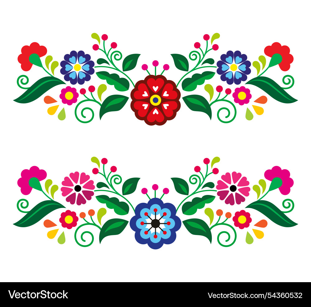Mexican folk art style long horizontal Royalty Free Vector