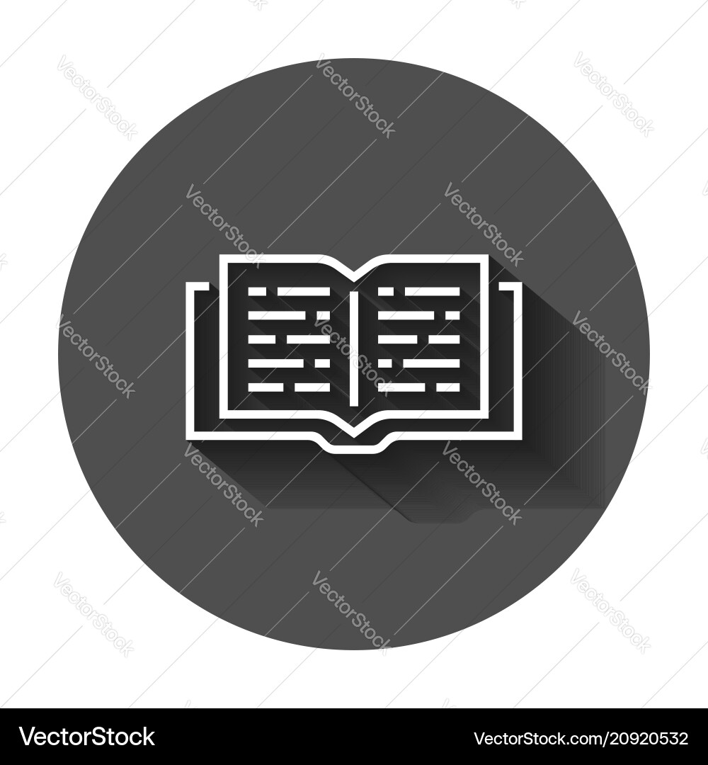 Open book icon in flat style text with long Vector Image