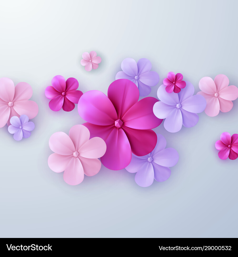 Paper cut floral background Royalty Free Vector Image