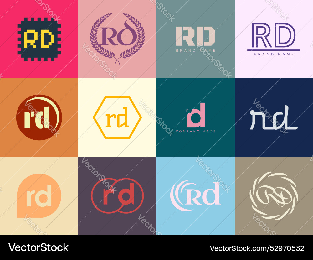 Rd logo company template letter r and d logotype Vector Image
