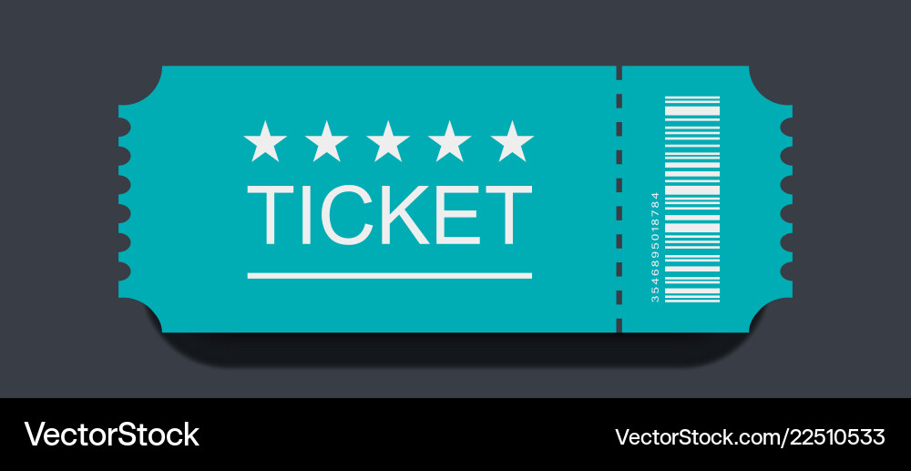 Blue ticket icon with shadow on black background Vector Image