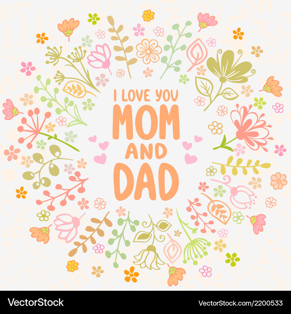 Card mom and dad Royalty Free Vector Image - VectorStock