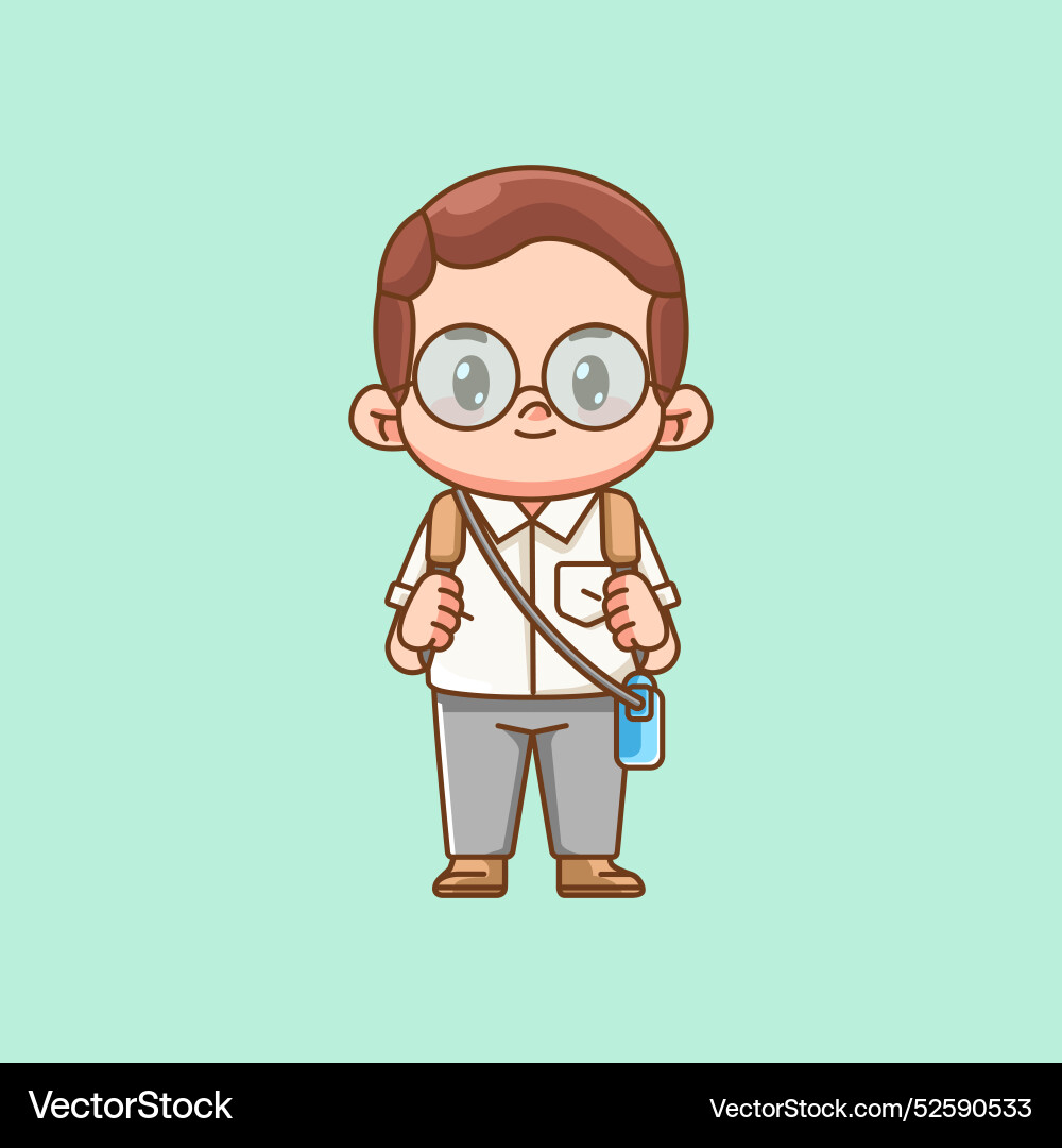 Cute nerd geek office workers happy kawaii chibi Vector Image