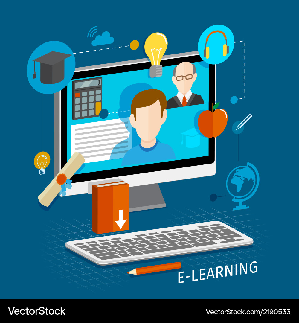 E-Learning Education Poster Royalty Free Vector Image