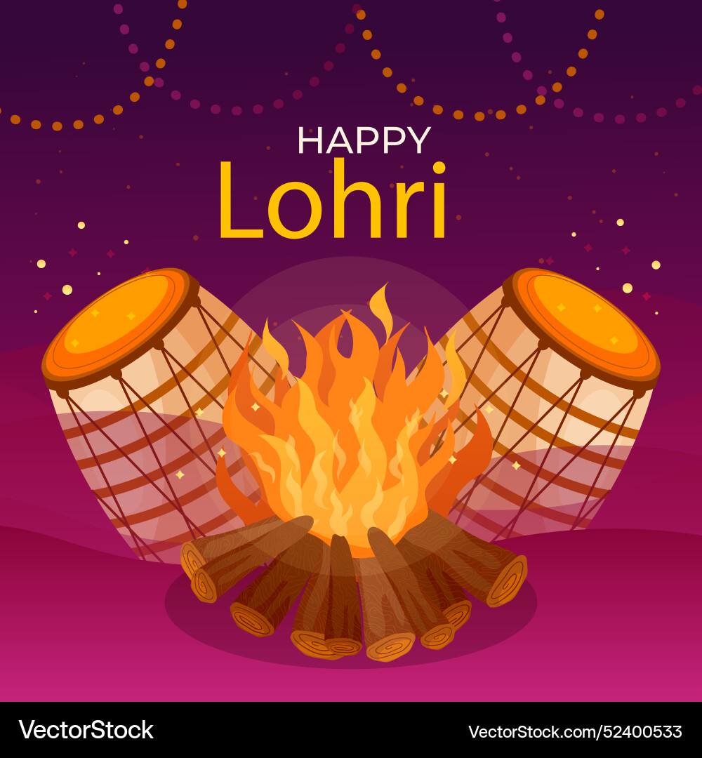 Flat lohri festival Royalty Free Vector Image - VectorStock