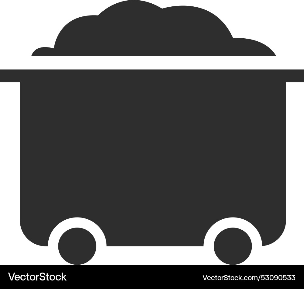Full mine cart black icon coal industry symbol Vector Image