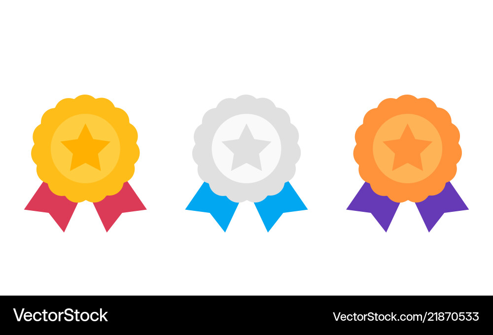 Gold Silver Bronze Medal Icons Royalty Free Vector Image