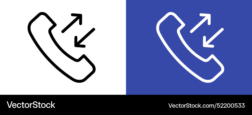 Incoming outgoing calls icon logo sign set outline