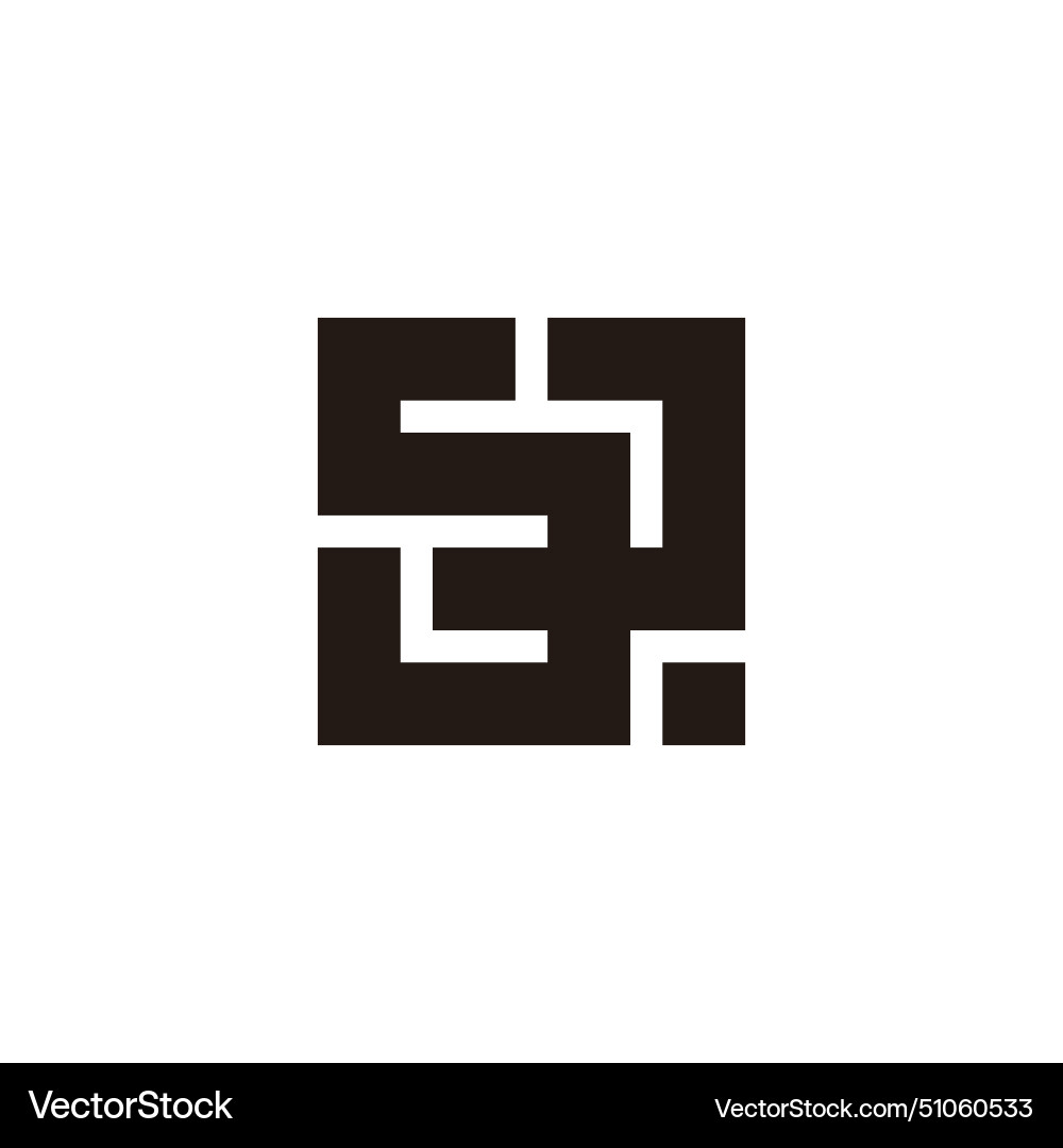 Letter sw square stripes geometric logo Royalty Free Vector