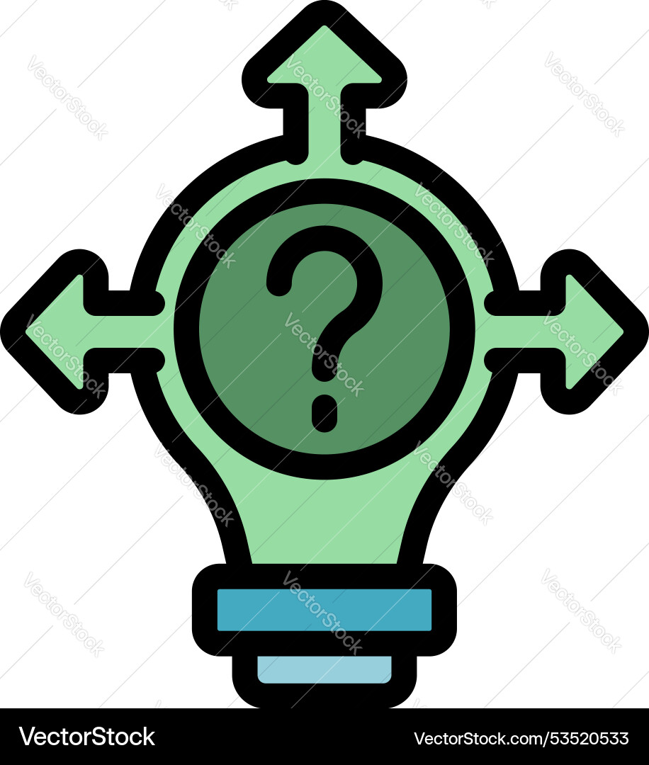 Light bulb with question mark surrounded by arrows