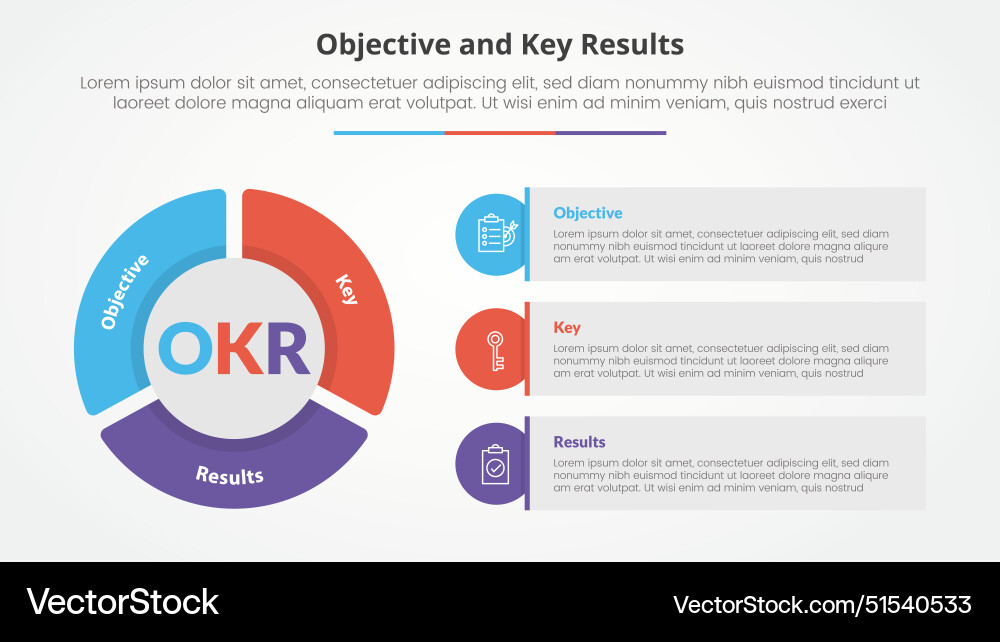 Okr objectives and key results framework Vector Image
