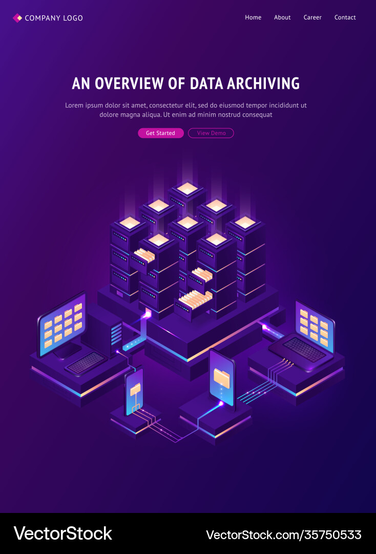 Overview data archiving banner Royalty Free Vector Image