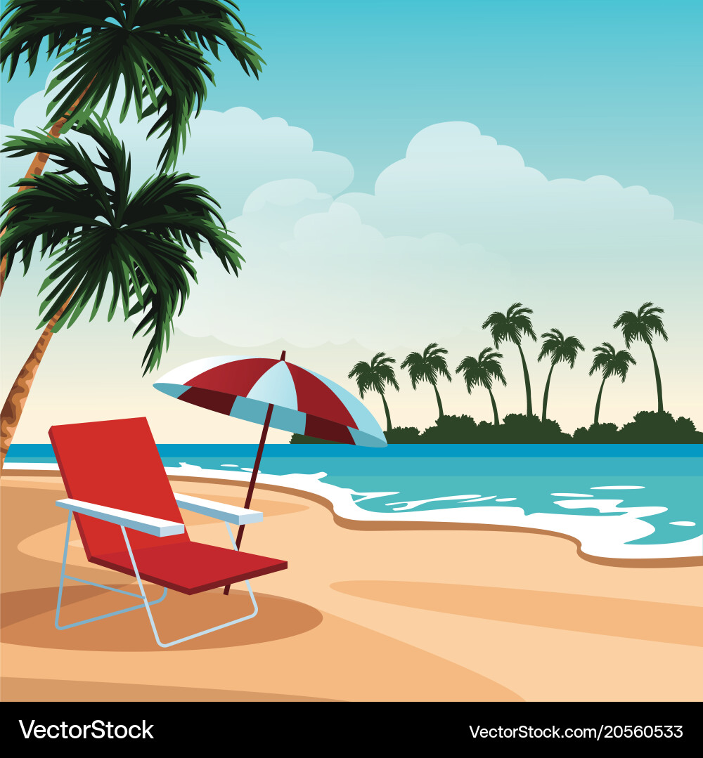 Schöne Insel Cartoon Lizenzfreies Vektorbild