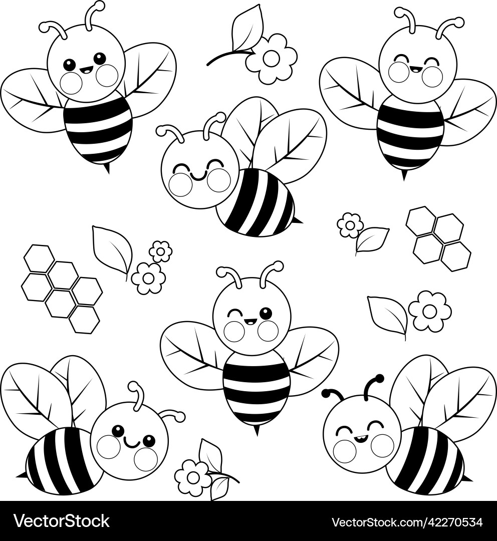 Adorable Bee Collection Royalty Free Vector Image