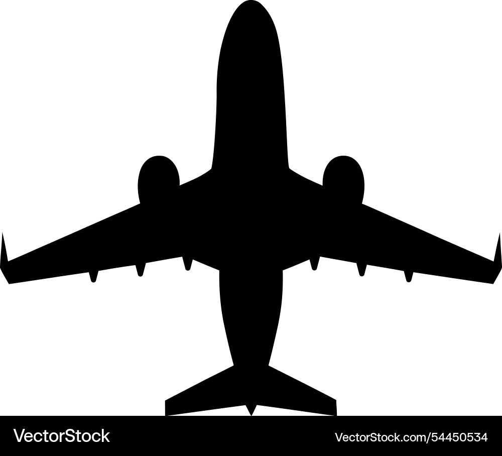 Airplane silhouette top view Royalty Free Vector Image
