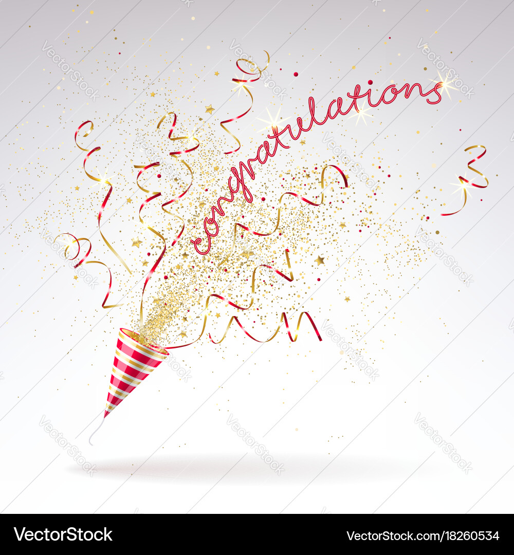 Congratulatory background party popper Royalty Free Vector