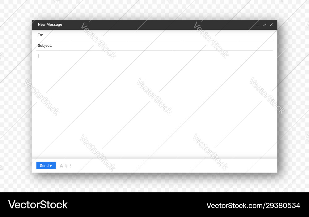 Email window mockup empty message Royalty Free Vector Image