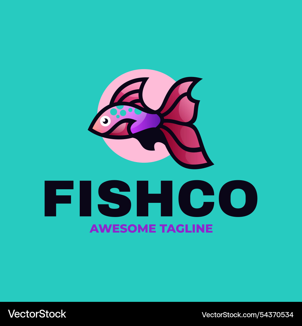 Fishco mascot gradient logo Royalty Free Vector Image