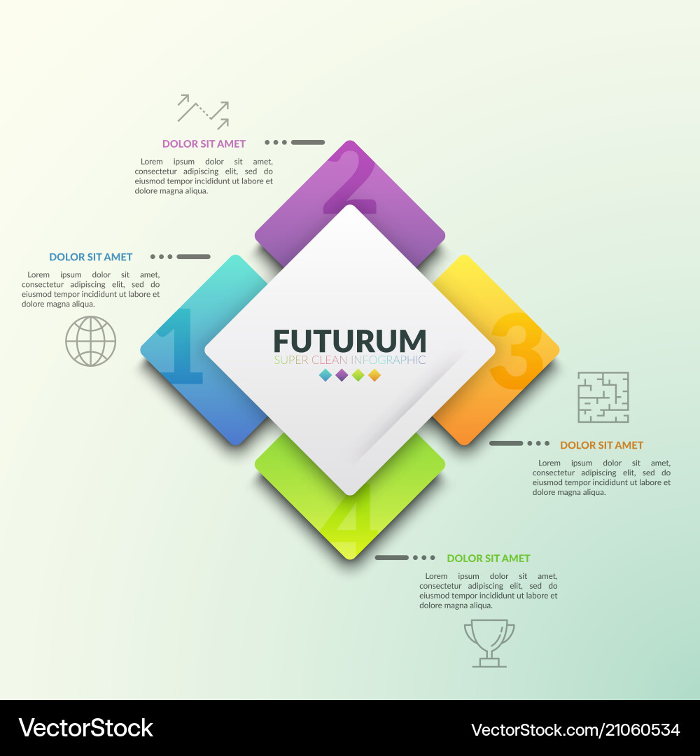 Four numbered square elements placed around Vector Image