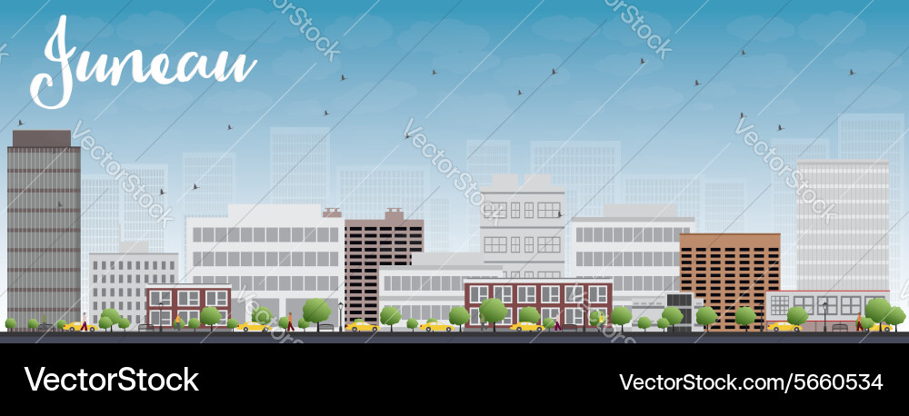 Juneau alaska skyline Royalty Free Vector Image