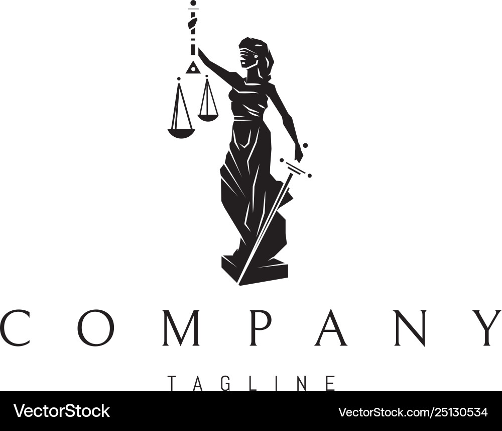 Justice Symbol Lady Justice Statue Black Logo Design Royalty Free