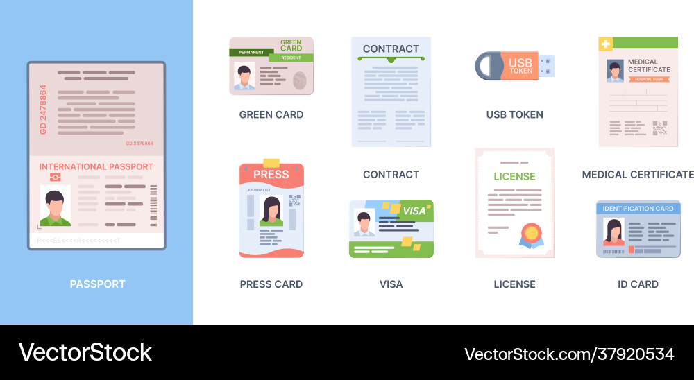 Legal id passport personal documents credit Vector Image