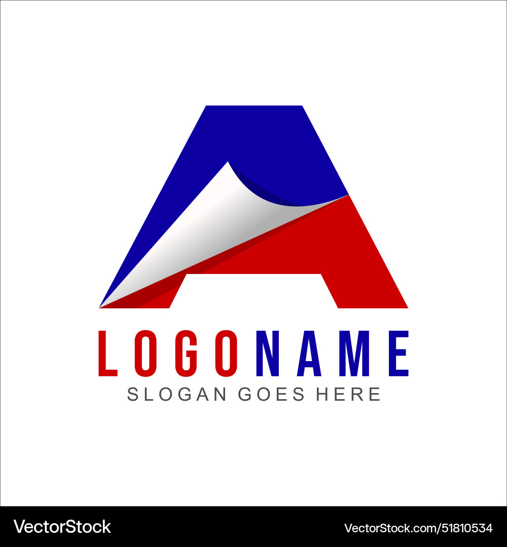 Letter a paper logo design Royalty Free Vector Image