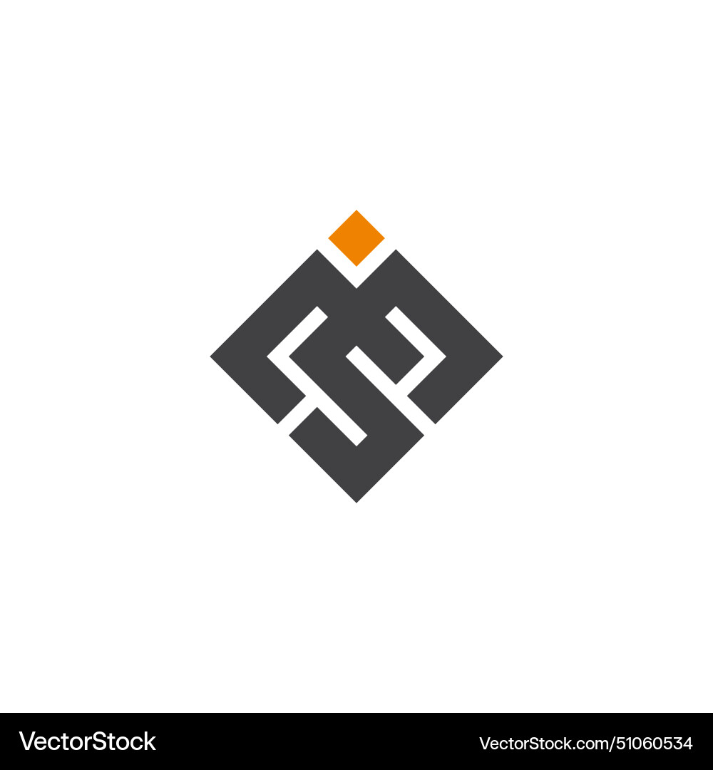 Letter ms square gold simple logo Royalty Free Vector Image