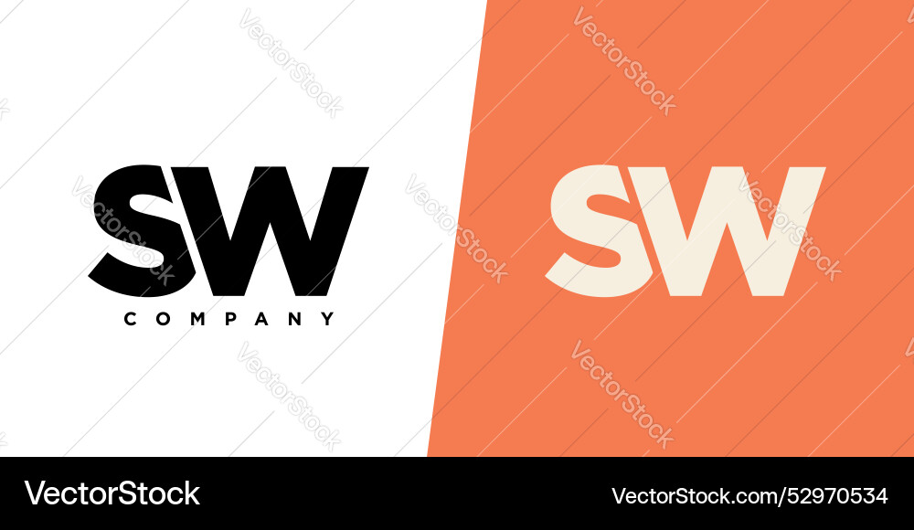 Letter s and w sw logo design template minimal Vector Image
