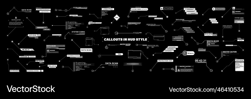 Modern callouts for headers in hud style Vector Image