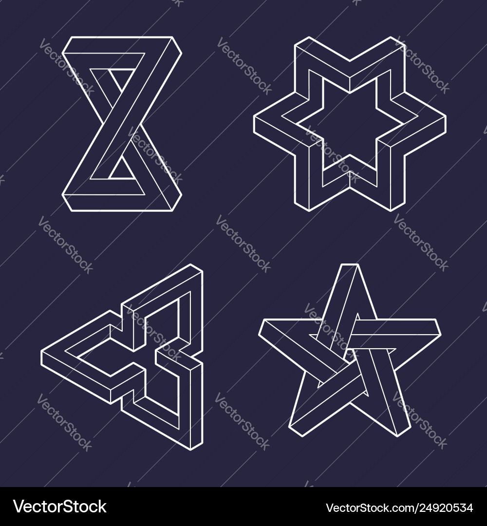 Paradox impossible geometry symbols Royalty Free Vector