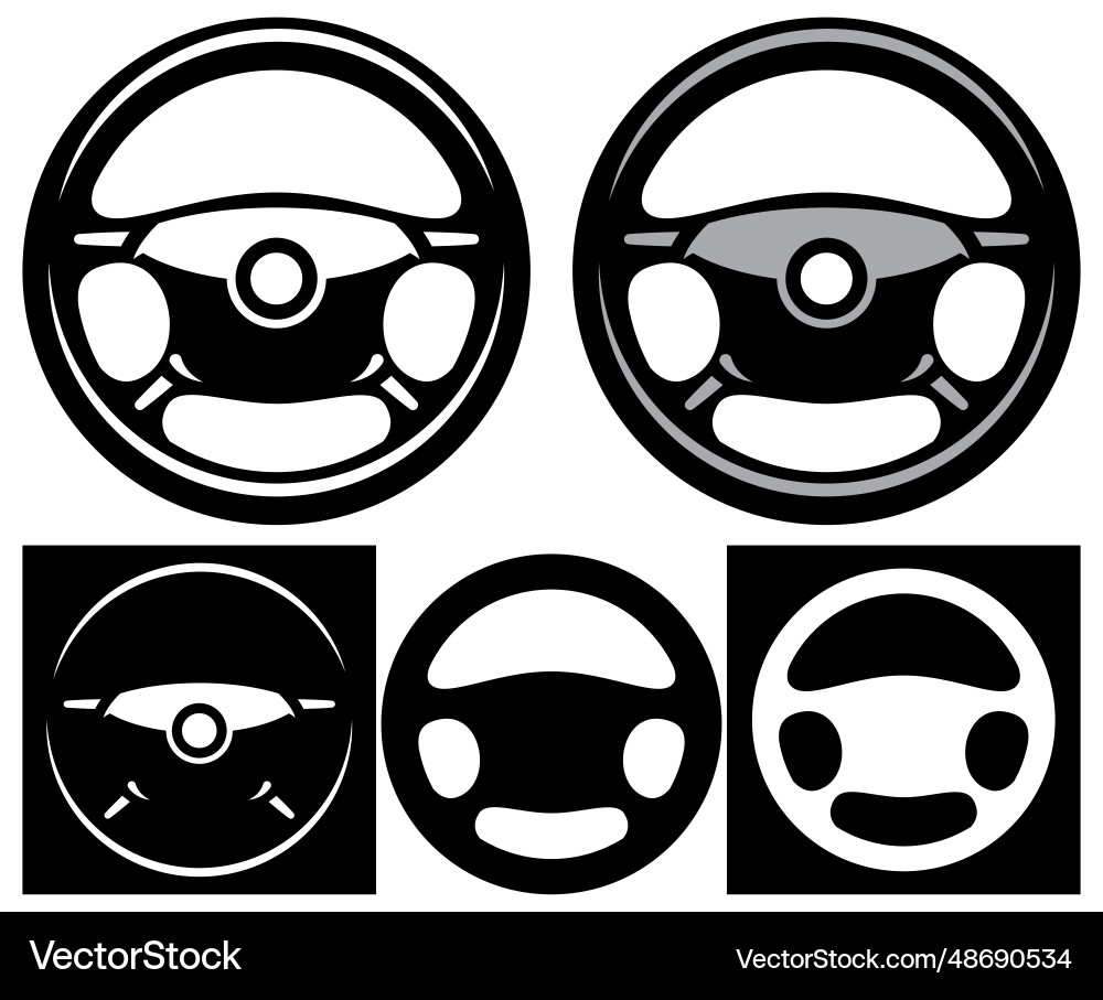 Regular steering wheel icon set Royalty Free Vector Image