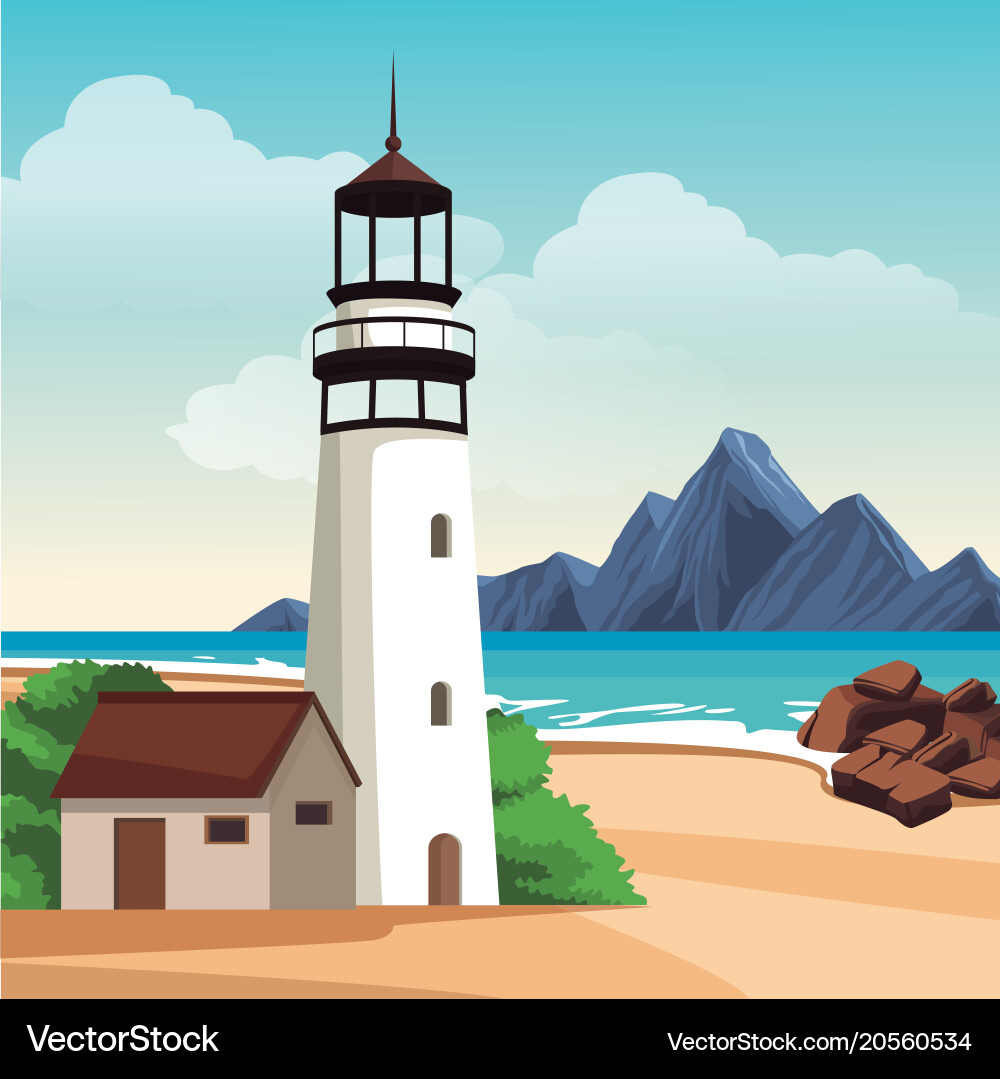 Schöne Insel Cartoon Lizenzfreies Vektorbild