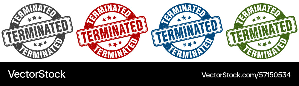 Terminated stamp round set Royalty Free Vector Image