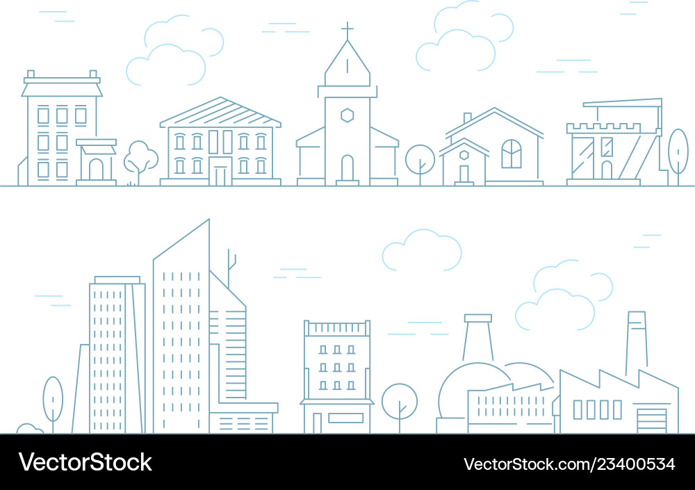 Urban Townscape Linear Royalty Free Vector Image
