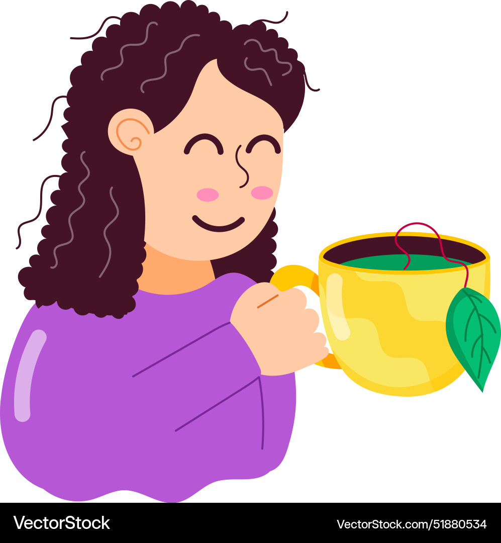 Weba flat style character drinking tea Royalty Free Vector