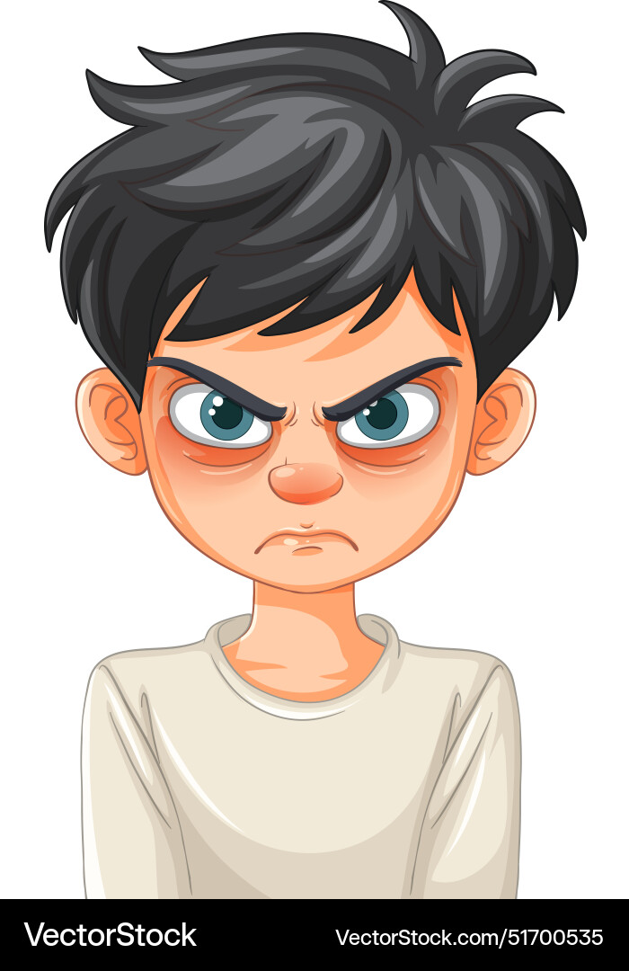 A boy with an angry expression Royalty Free Vector Image