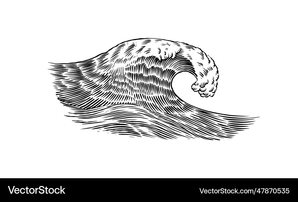 Atlantic tidal waves vintage old engraved hand Vector Image