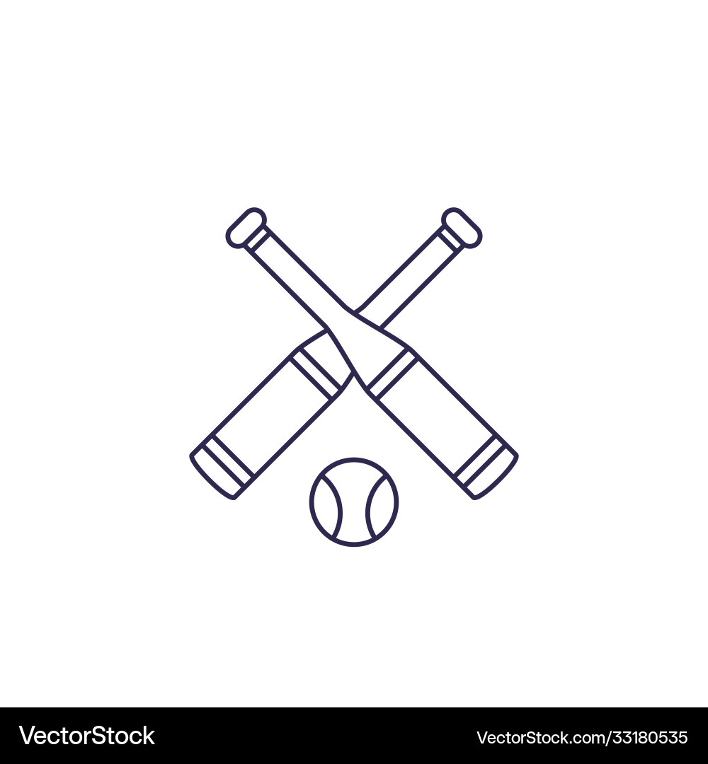 Baseball icon bats and ball line Royalty Free Vector Image