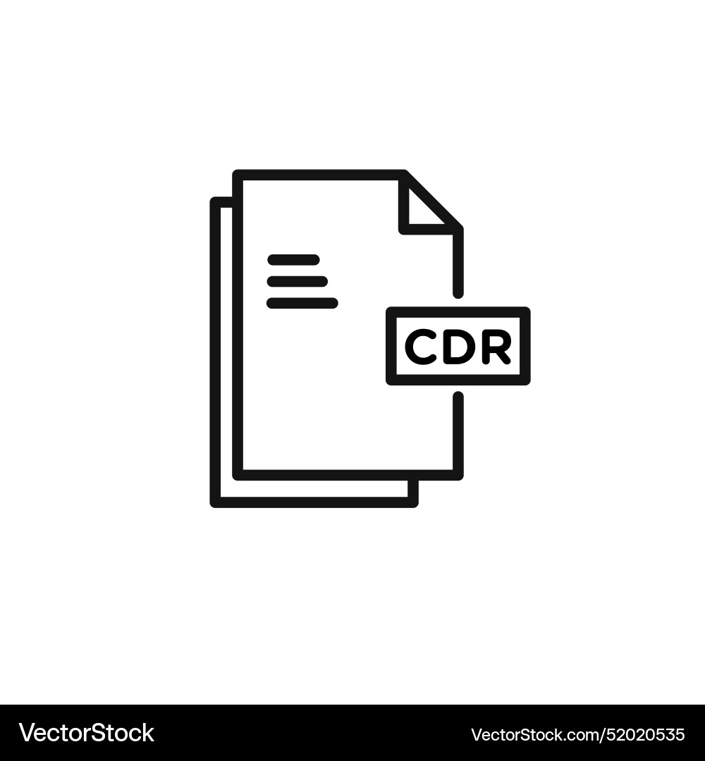 Cdr file icon outline collection in black Vector Image