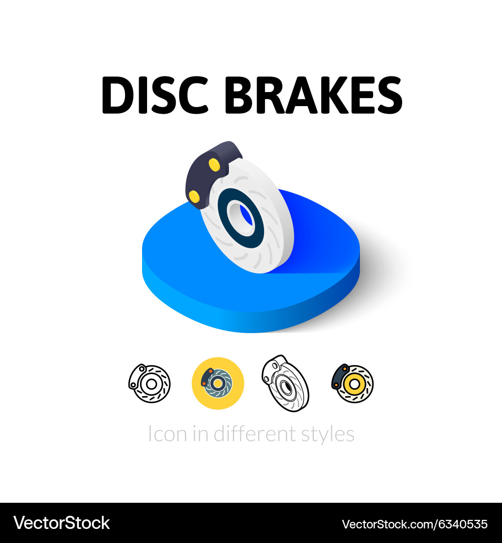 Disc brakes icon in different style Royalty Free Vector