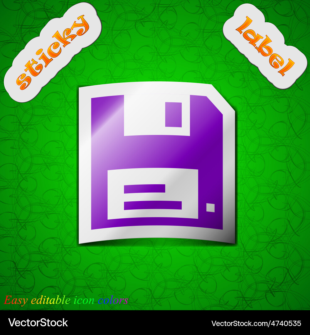 Floppy icon sign symbol chic colored sticky label Vector Image