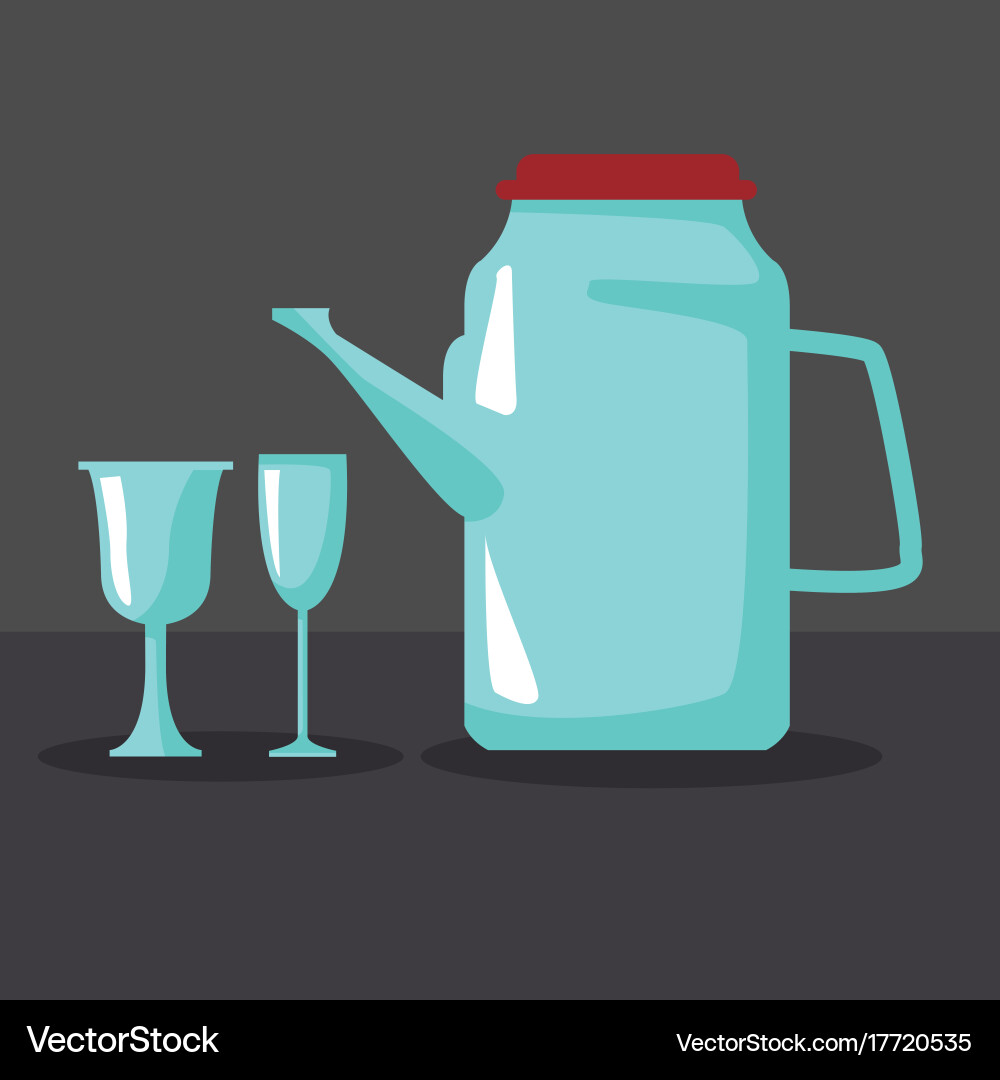 Glas Jug mit Tassen Lizenzfreies Vektorbild - VectorStock