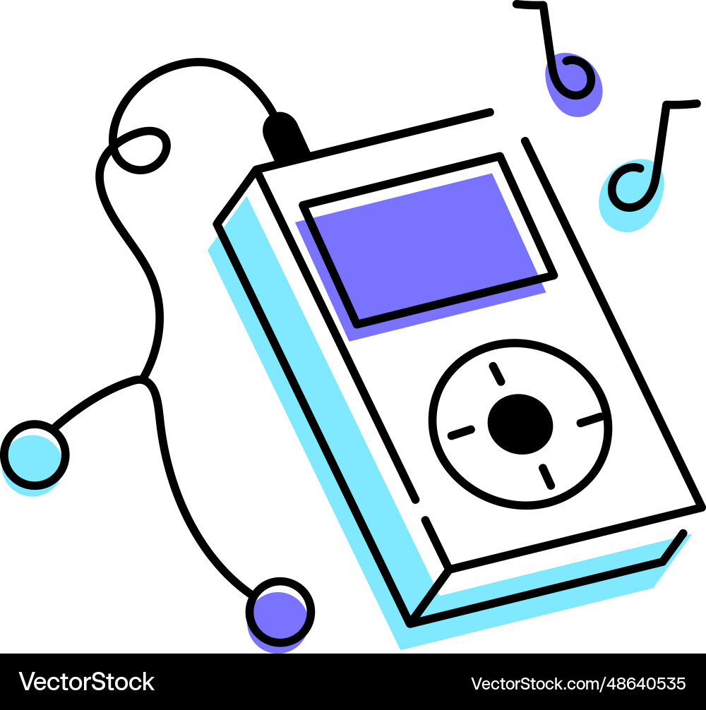 Hand drawn icon of mp3 player Royalty Free Vector Image