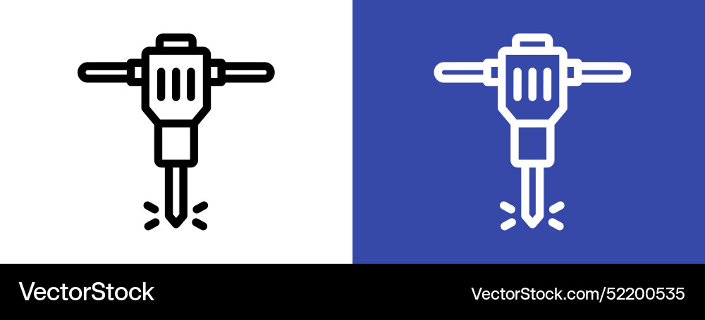 Jack hammer icon logo sign set outline Royalty Free Vector