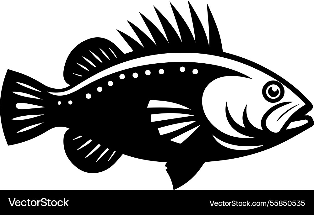 Simple grouper icon vintage logo retro Royalty Free Vector