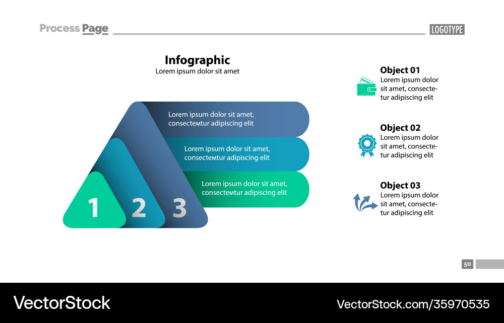 Three elements plan slide template Royalty Free Vector Image