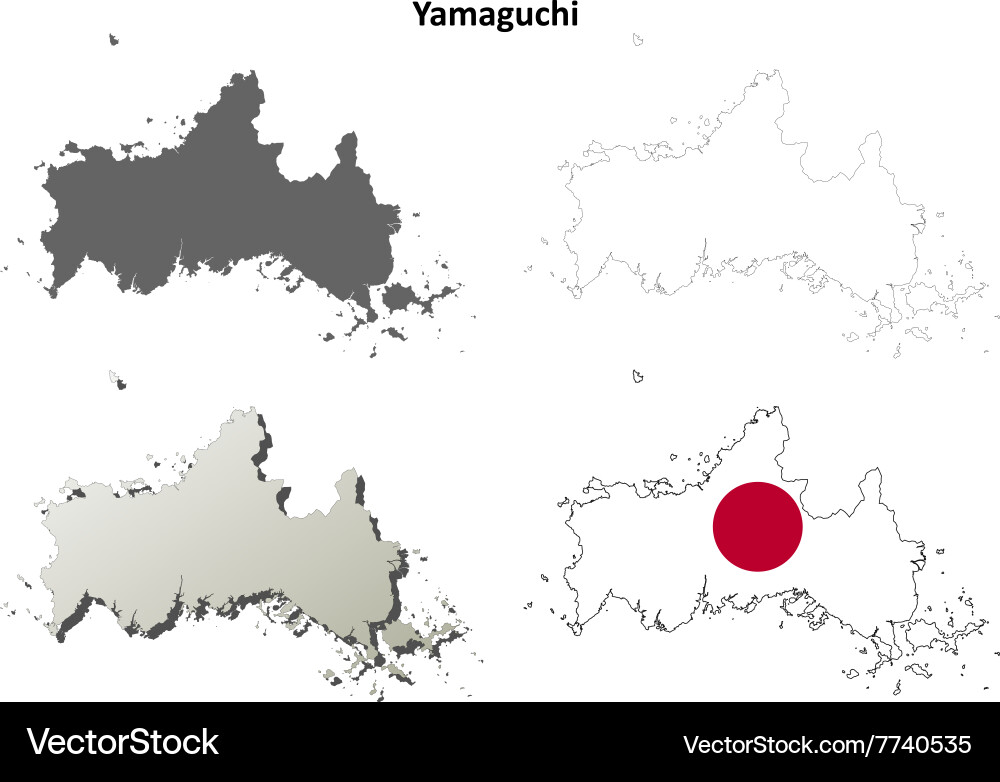 Yamaguchi blank outline map set Royalty Free Vector Image