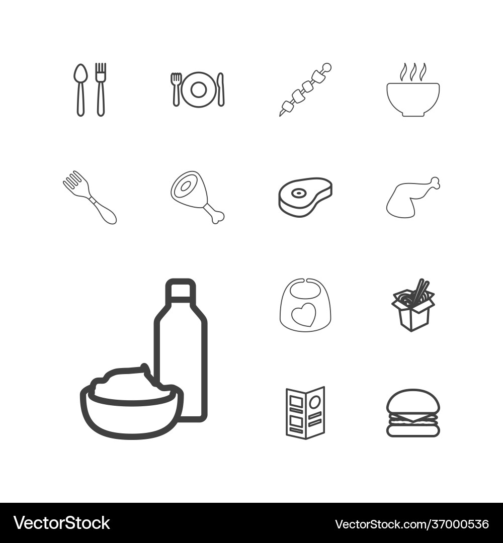 13 lunch icons Royalty Free Vector Image - VectorStock